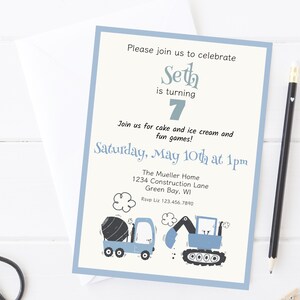 Editable Construction Birthday Invitation, Little Boy Birthday Party ...