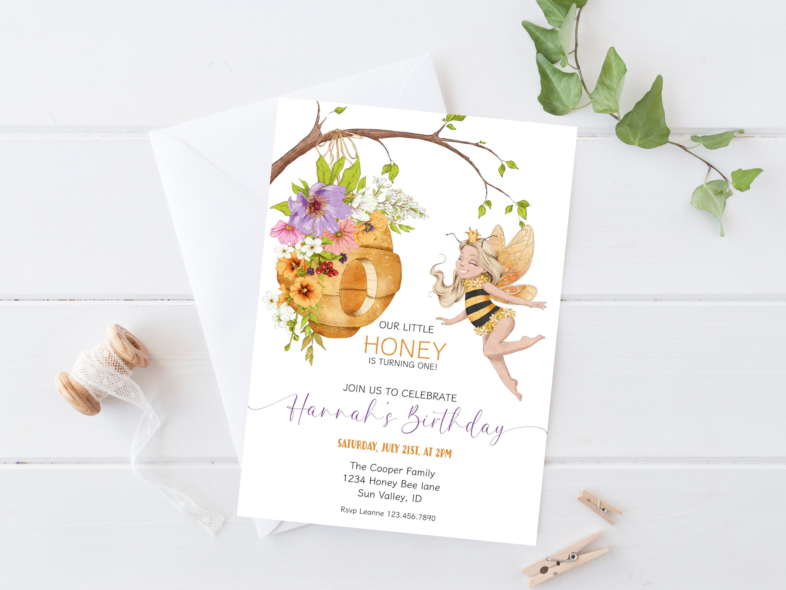 Little Honey Bee Party Invitation, Printable Sweet as Can Bee Party ...