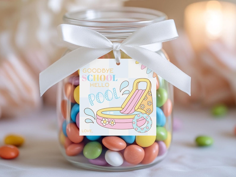 Goodbye School Hello Pool Gift Tag: Summer Party Favor (digital ...