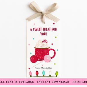 Holiday Sweet Treat Tags, Hot Cocoa & Cake Pop Tags, Editable Gift Tags ...