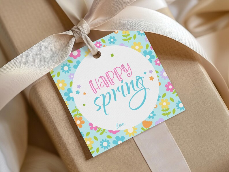 Happy Spring Printable Favor Tag, Spring Gift Tag, Easter Treat Tags ...
