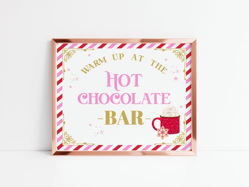 Hot Cocoa Bar Sign Template, Hot Chocolate Bar Printable, Kids Holiday ...
