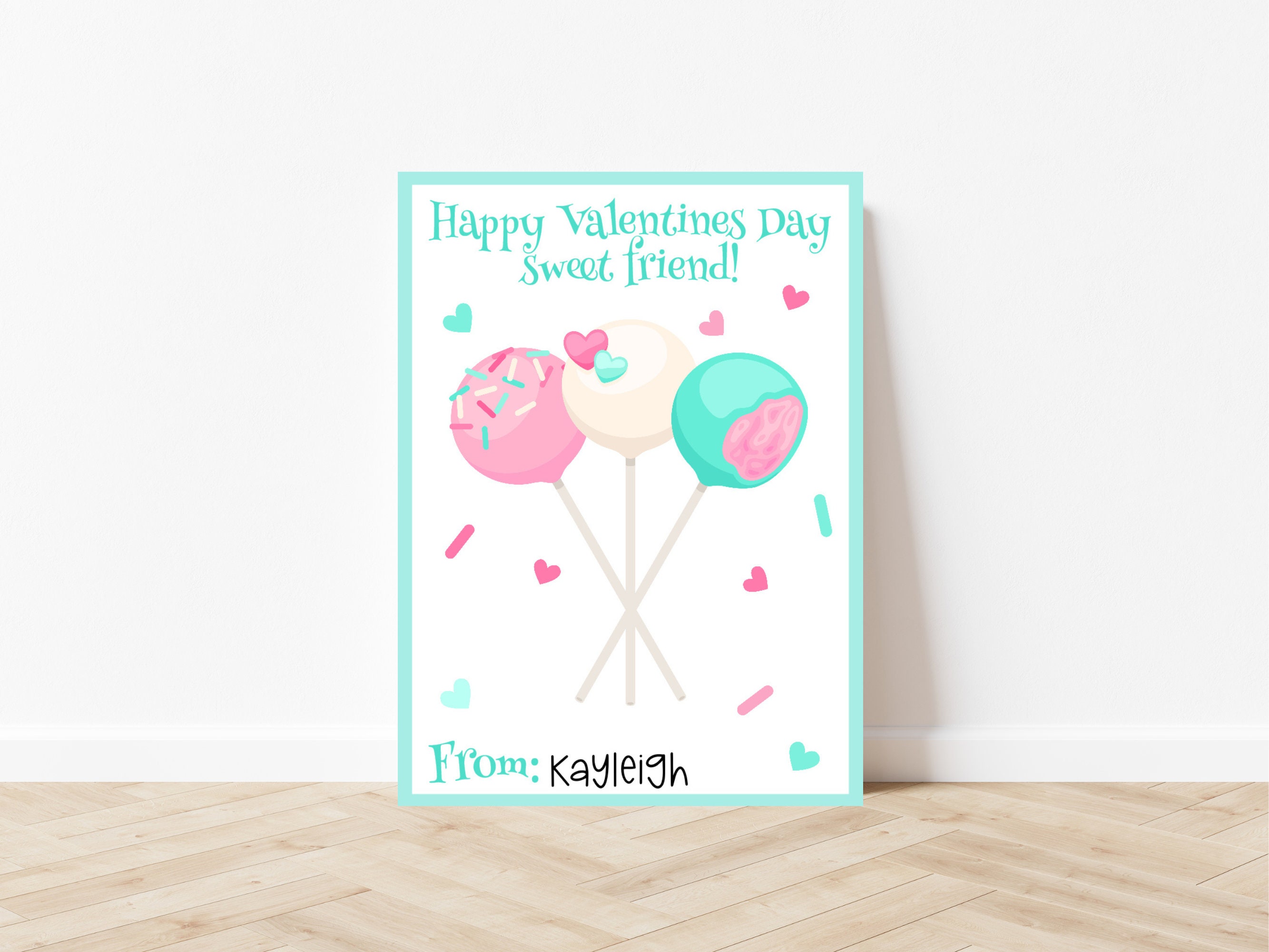 Kids Printable Valentines Day Cards, Editable Cute Cake Pops Valentines ...