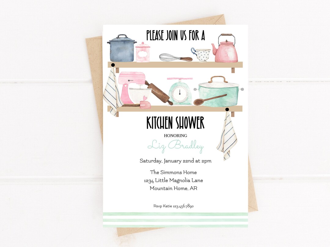 Kitchen Bridal Shower Invitation, Editable Kitchen Shower Party Invite ...