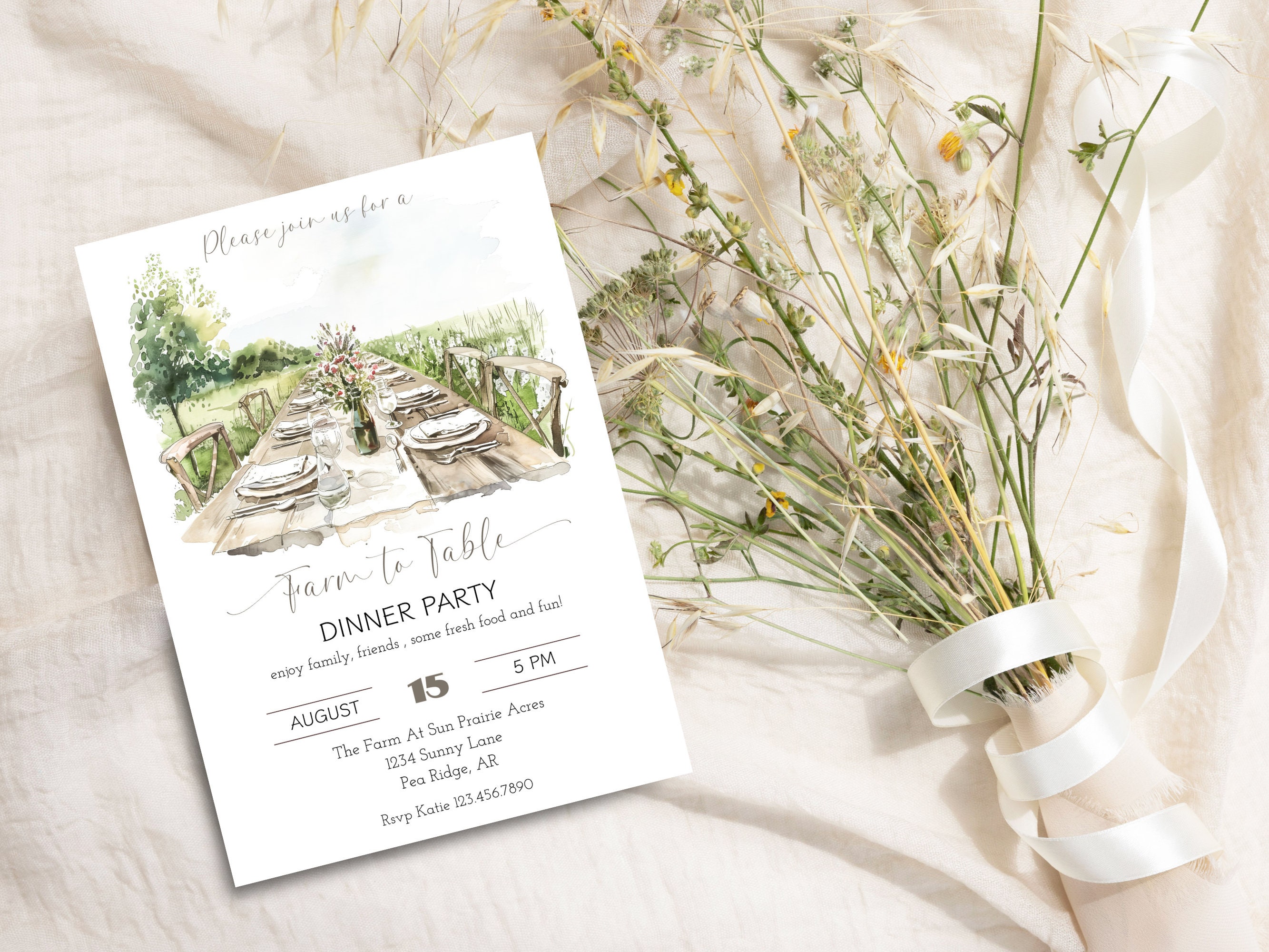 Rustic Farm to Table Dinner Party Invitation, Farm to Table Gathering ...