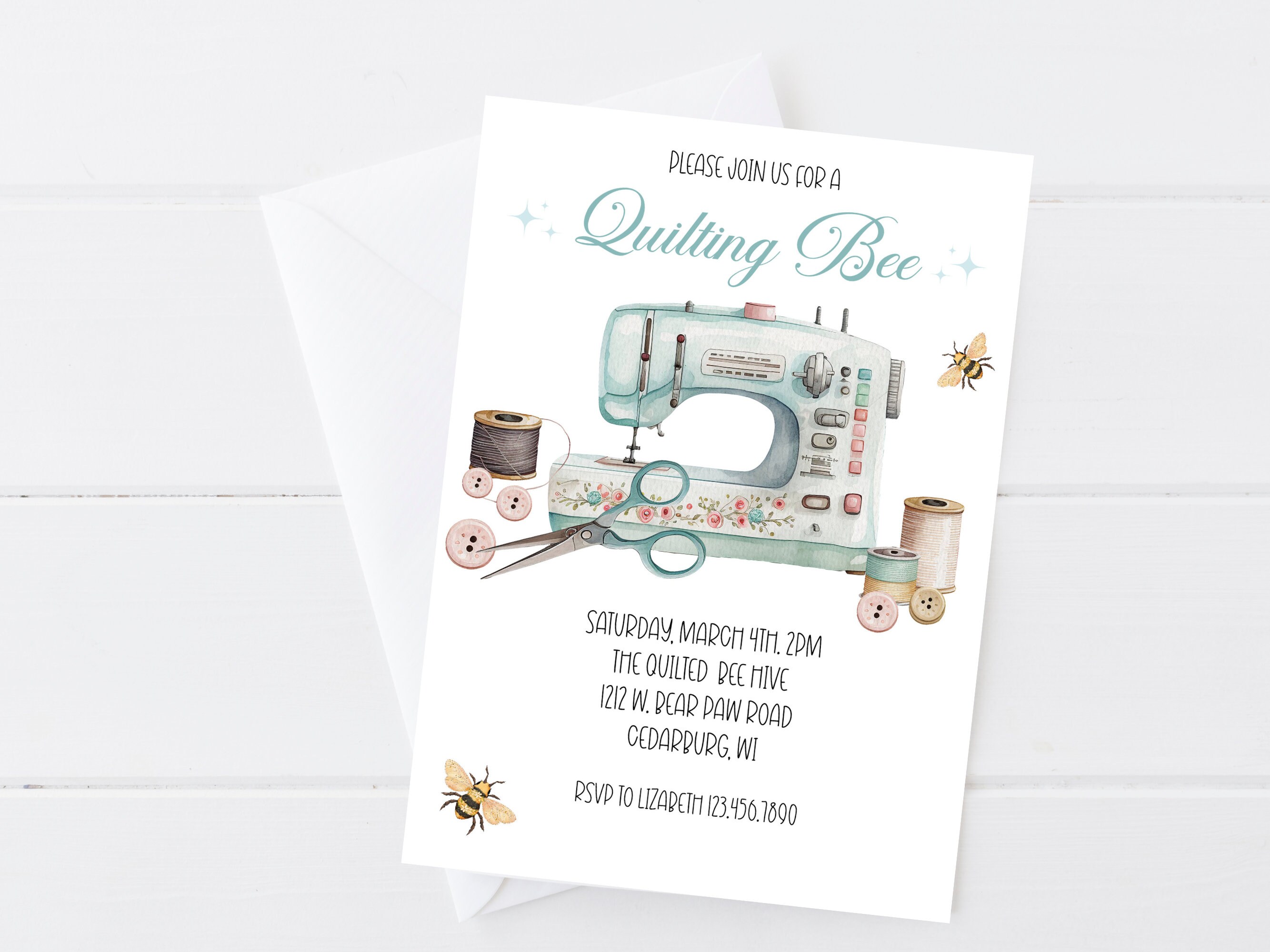 Quilting Bee Sewing Invitation Editable Template/ Quilting Bee ...