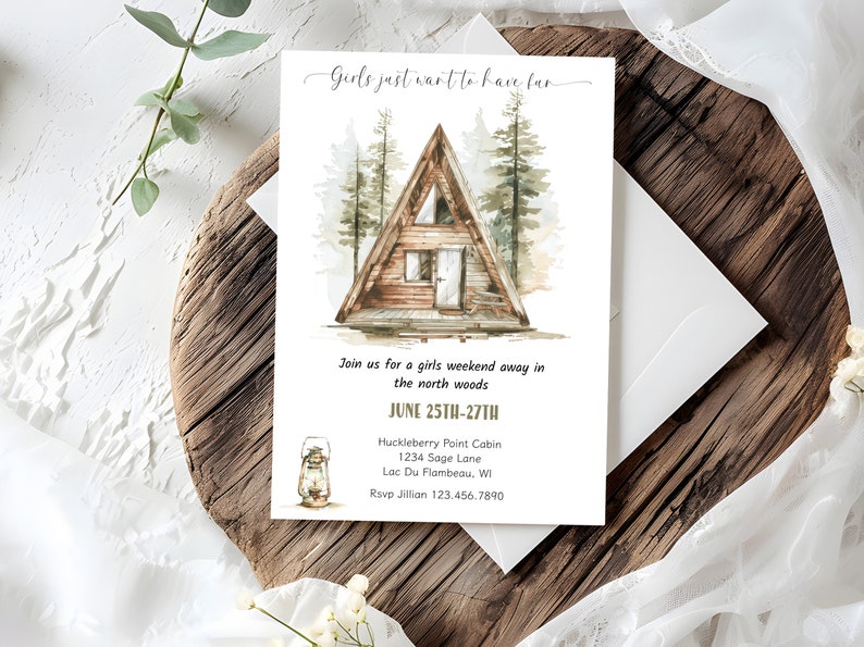 Girls Weekend Away Invitation, Editable Weekend in the Woods Invitation ...