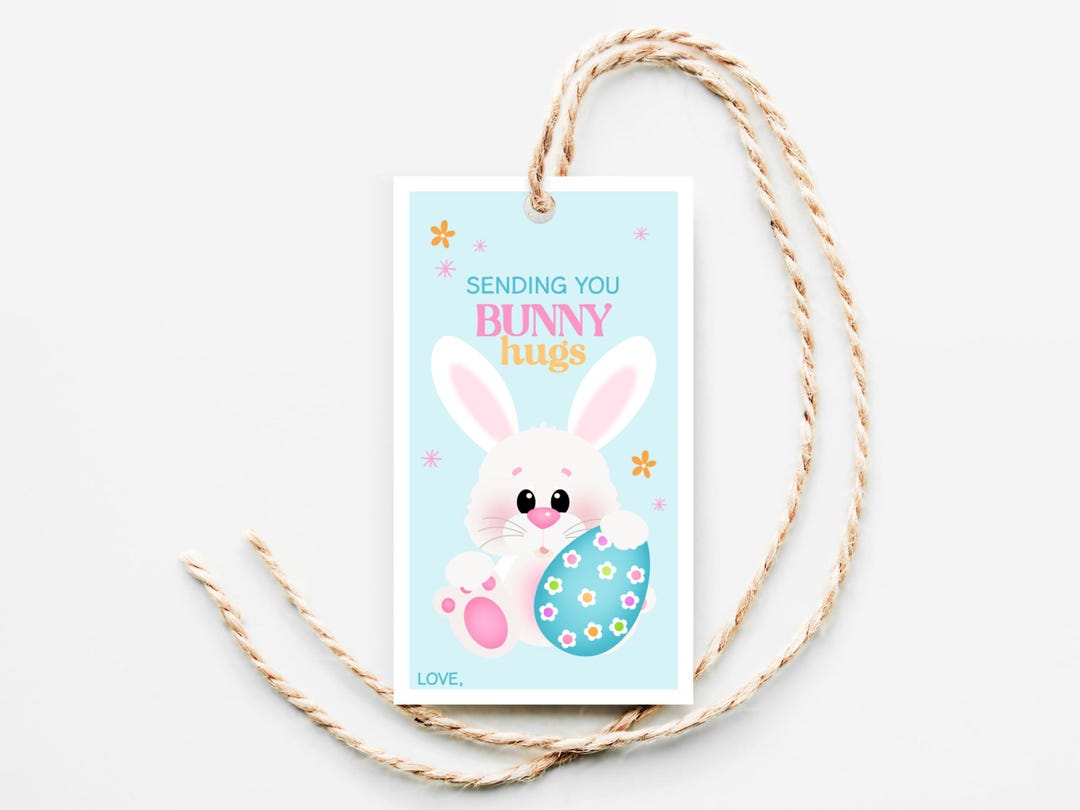 Printable Easter Bunny Gift Tag, Candy Goody Tags, Kids Easter Basket ...