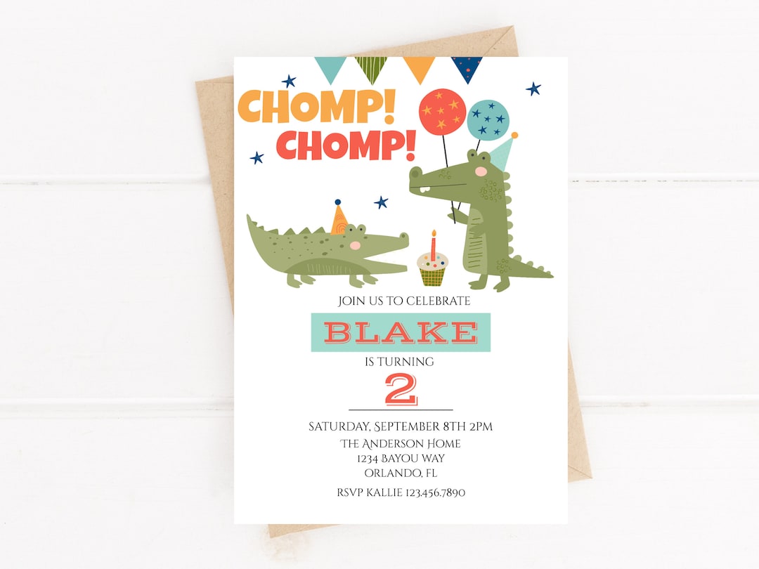 Alligator Editable Invitation/ Birthday Party Invitation/ - Etsy