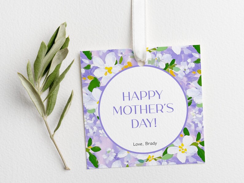Mother's Day Gift Tag, Lavender Floral Mother's Day Tag, Mother's Day ...