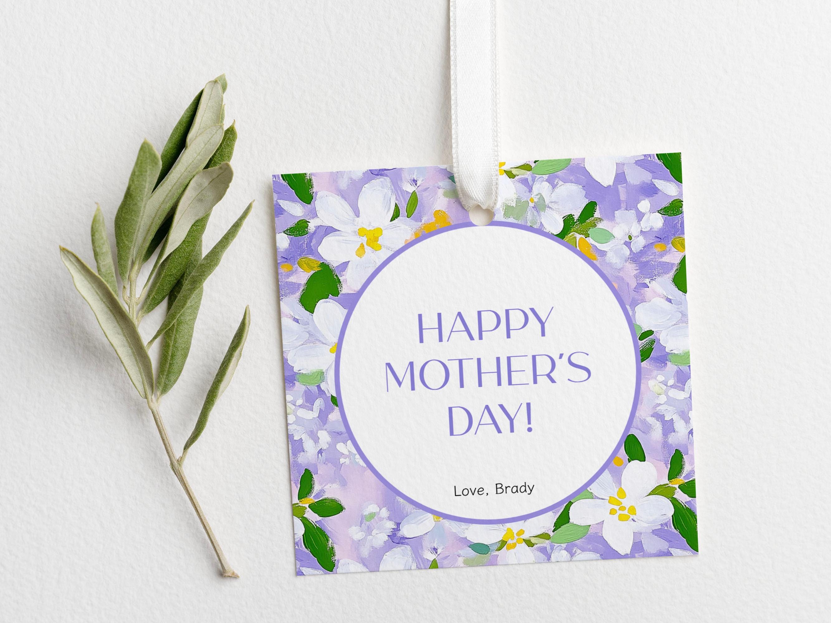 Mother's Day Gift Tag, Lavender Floral Mother's Day Tag, Mother's Day ...