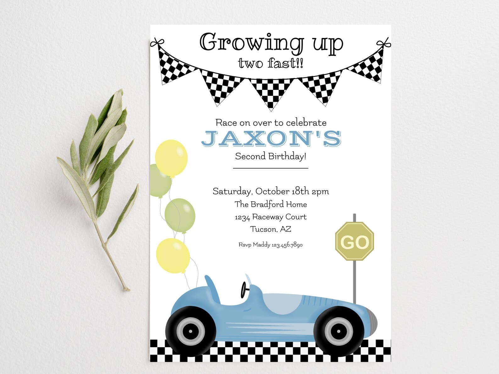 Race Car Birthday Invitation, Race Car Theme Birthday Printable ...