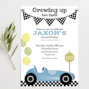 Race Car Birthday Invitation, Race Car Theme Birthday Printable ...