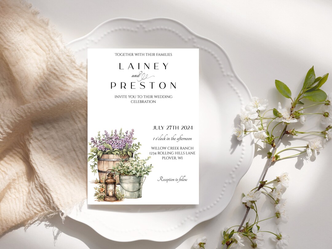 Rustic Barn Wedding Invitation, Editable Farm Wedding Invite, Printable Rustic Outdoor Wedding ...