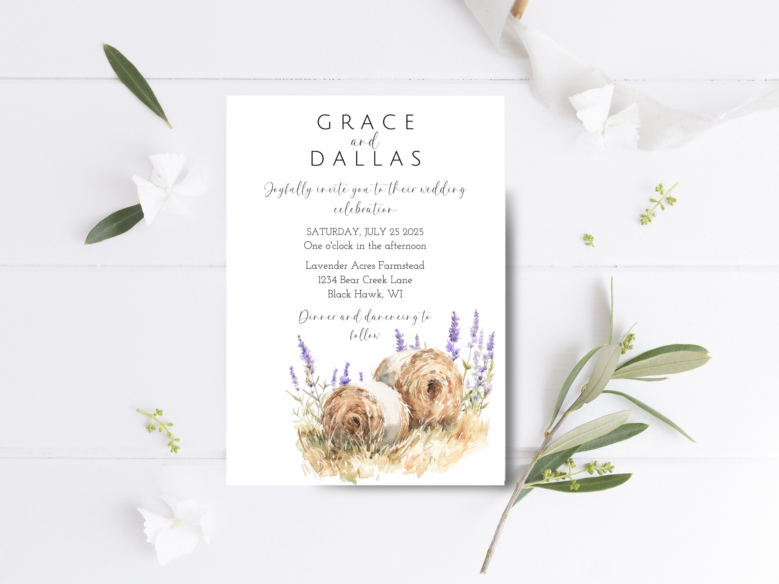 Rustic Farm Wedding Invitation, Editable Outdoor Farm Wedding Invite ...