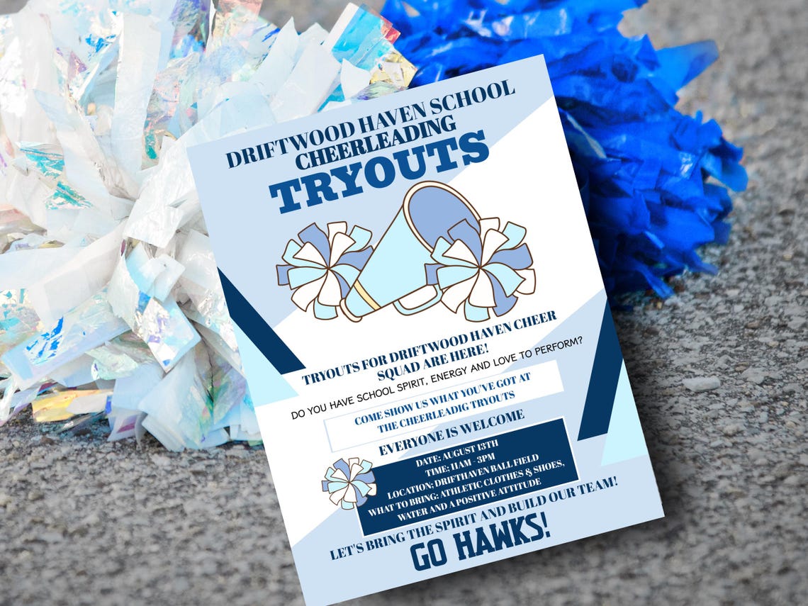 Editable Cheer Tryout Flyer, Sideline Cheer Flyer, Competition ...