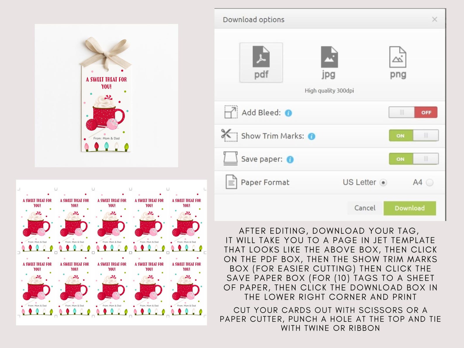 Holiday Sweet Treat Tags, Hot Cocoa & Cake Pop Tags, Editable Gift Tags ...