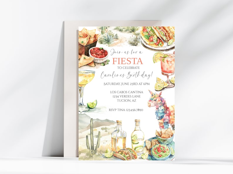 Fiesta Birthday Party Invitation, Editable Mexican Fiesta Taco Party ...
