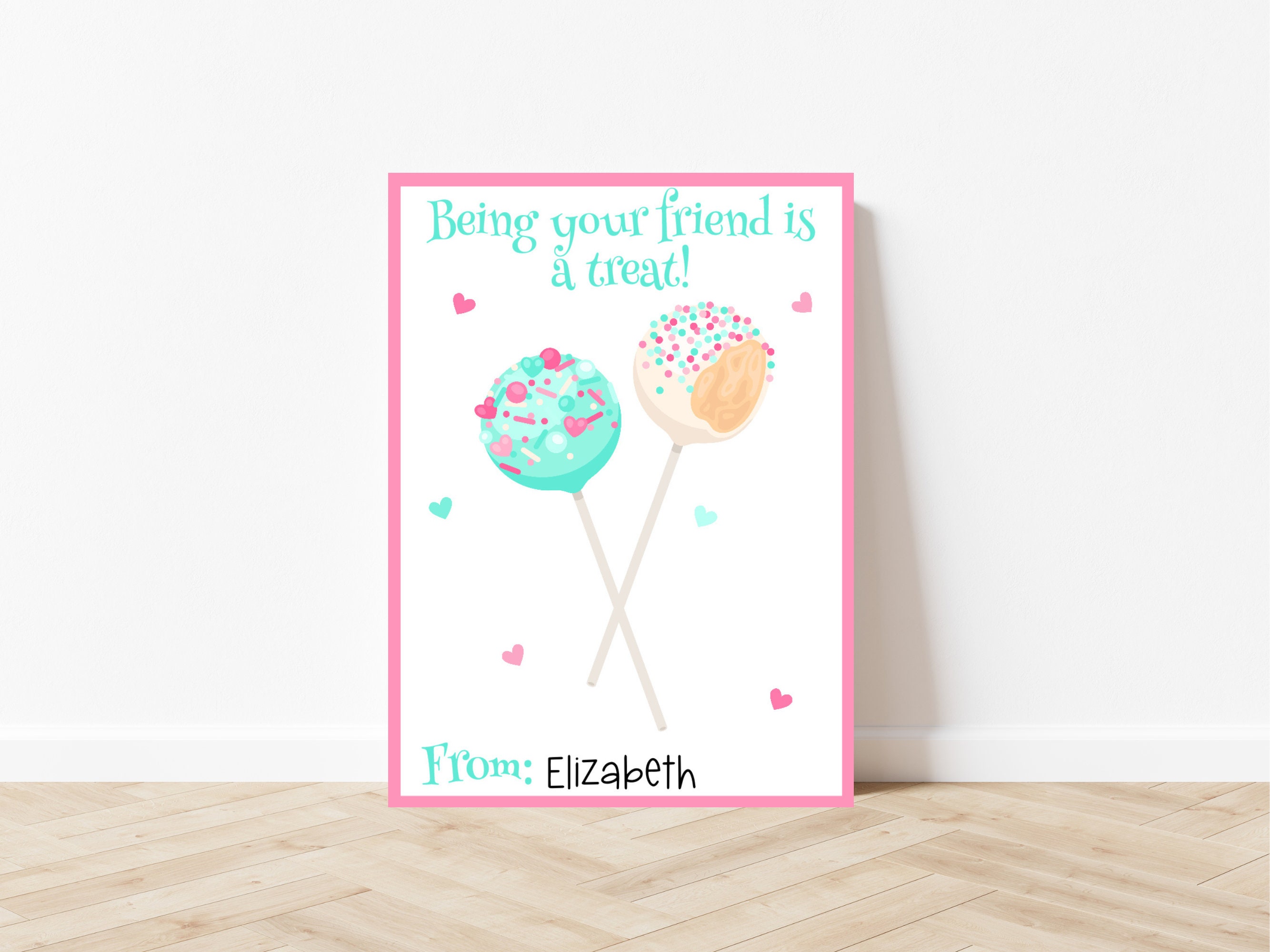 Kids Printable Valentines Day Cards, Editable Cute Cake Pops Valentines ...