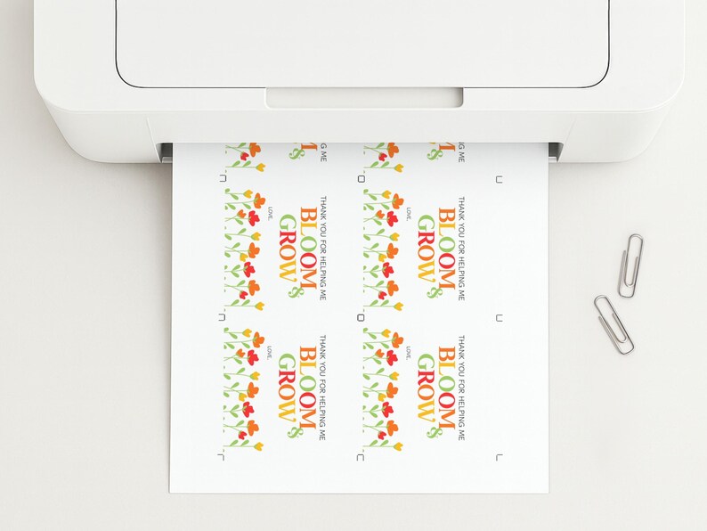 Teacher Appreciation Tag, Editable Bloom & Grow Gift Tag, Thank You for ...