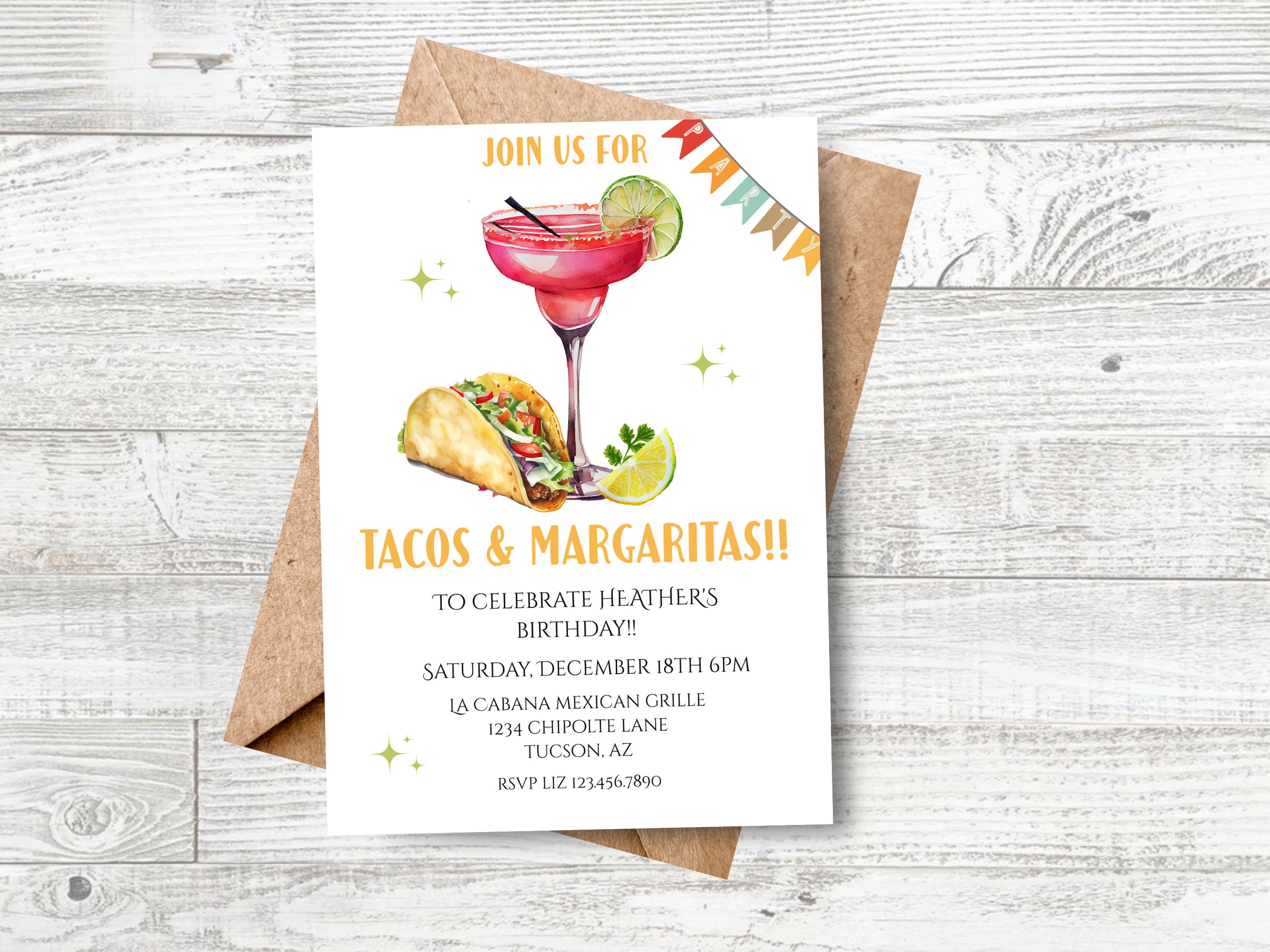 Tacos & Margaritas Birthday Party Invitation/ Margarita Night Birthday ...