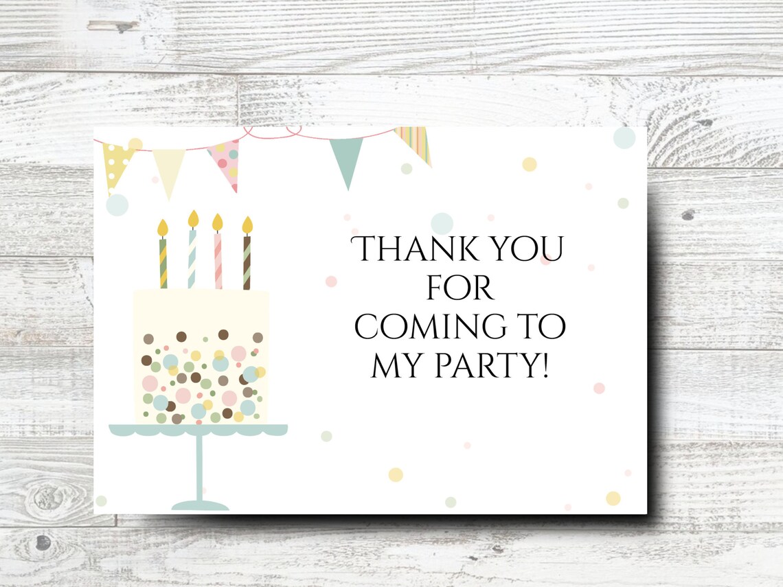 Printable Birthday Cake Thank You Card/ Editable Thank You - Etsy