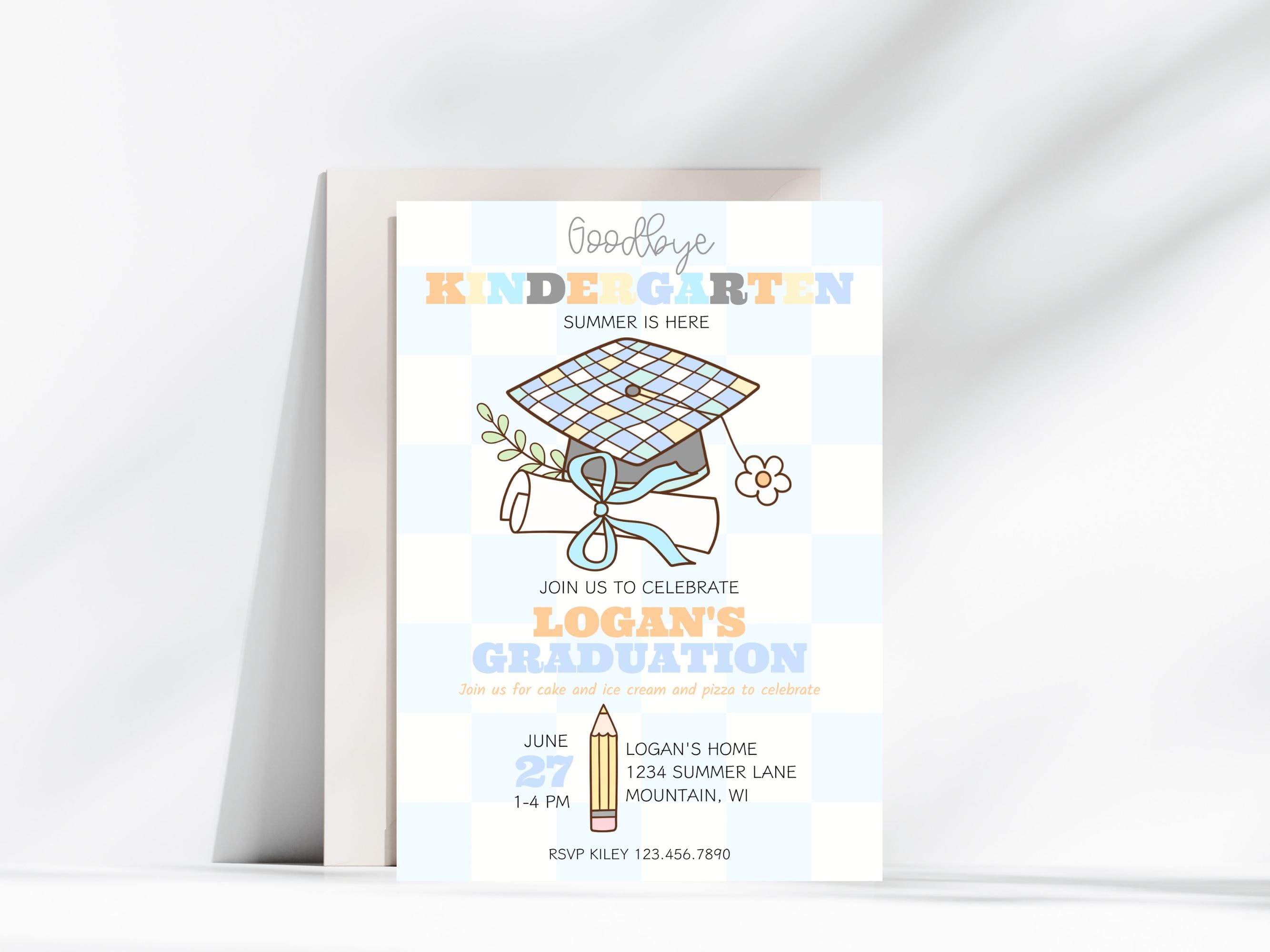 Kindergarten Graduation Invitation: Cap & Diploma (digital Download) - Etsy