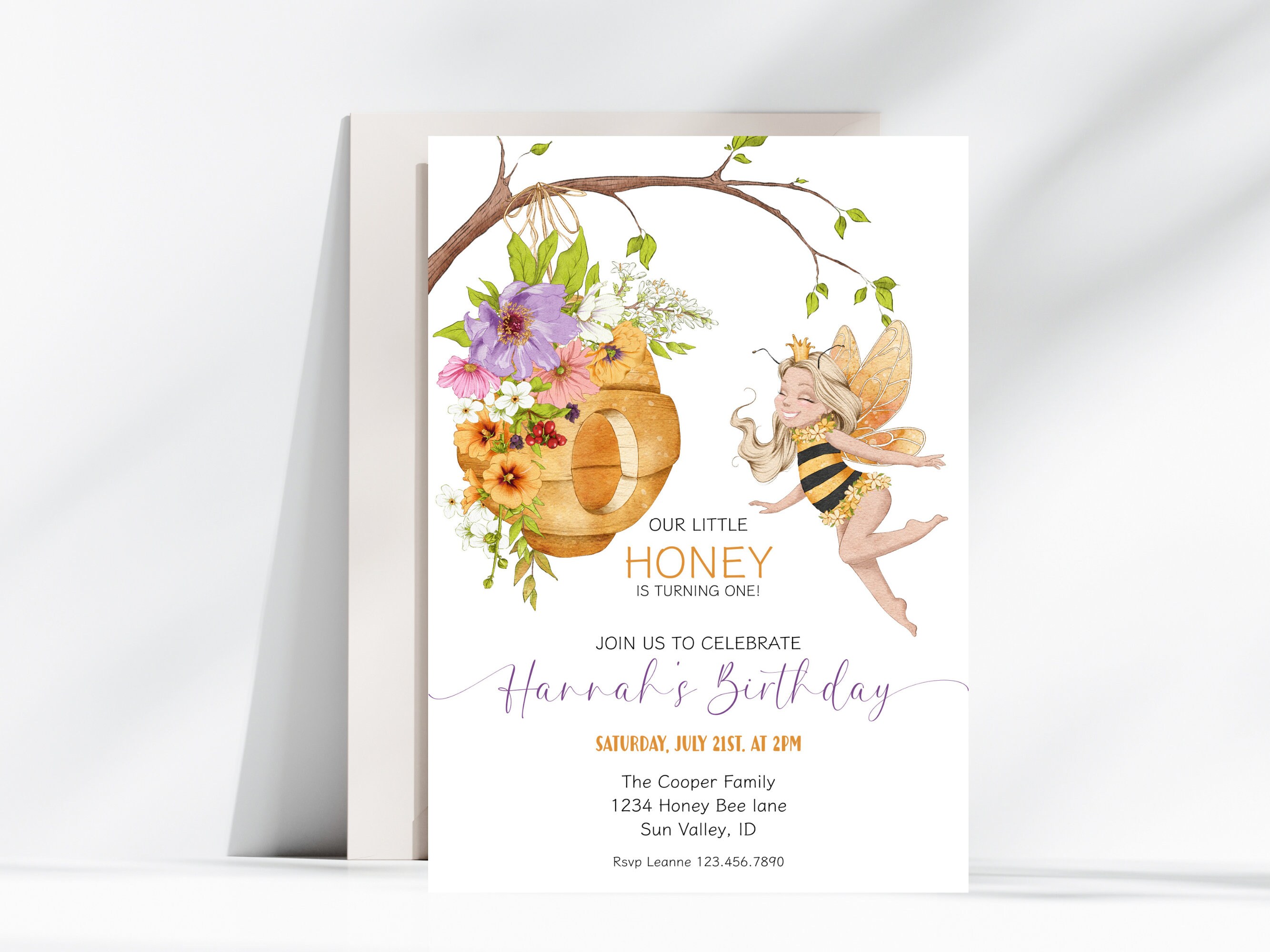 Little Honey Bee Party Invitation, Printable Sweet as Can Bee Party ...