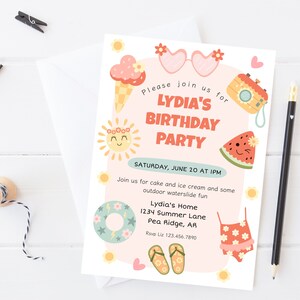 Summer Birthday Invitation, Printable Kids Outdoor Fun Invitation ...