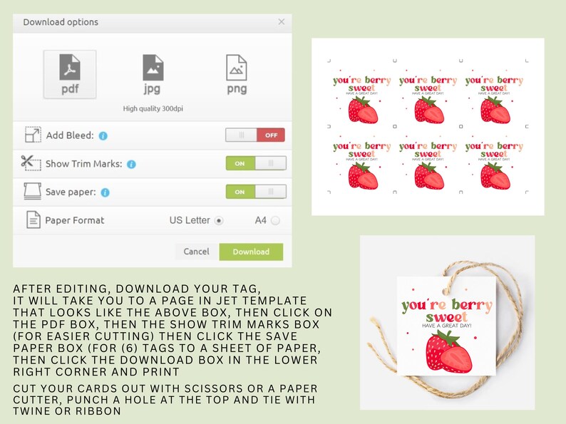 Strawberry Favor Tag, Berry Sweet Gift Tag, Strawberry Thank You Tag ...