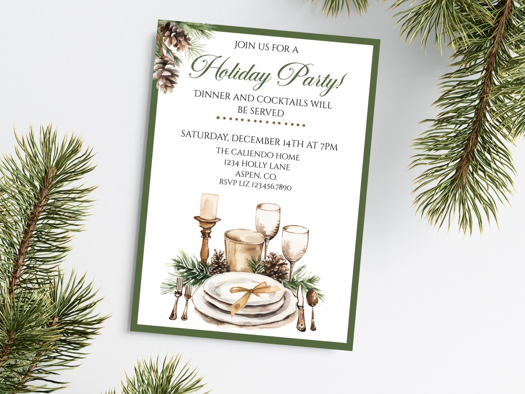 Holiday Dinner Party Invitation/ Christmas Party Printable - Etsy