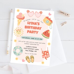 Summer Birthday Invitation, Printable Kids Outdoor Fun Invitation ...