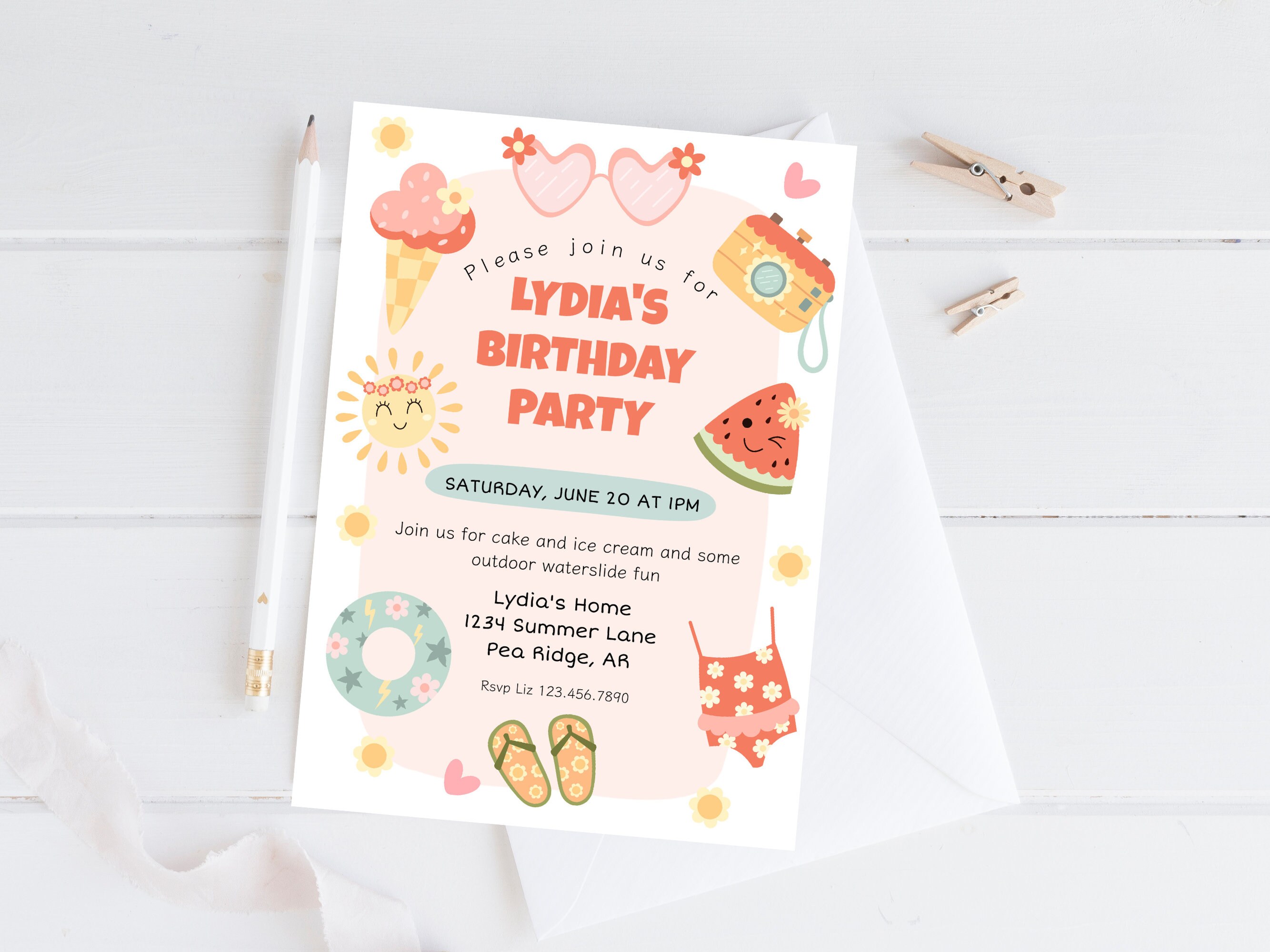 Summer Birthday Invitation, Printable Kids Outdoor Fun Invitation ...