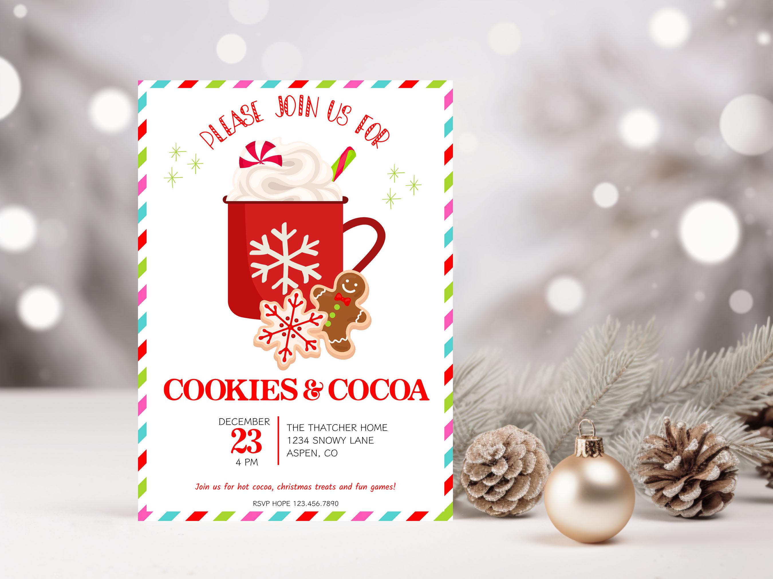 Hot Cocoa & Cookies Party Invite, Christmas Party Invitation, Hot ...