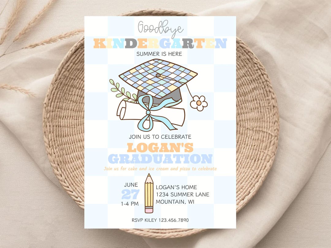 Kindergarten Graduation Invitation: Cap & Diploma (digital Download) - Etsy