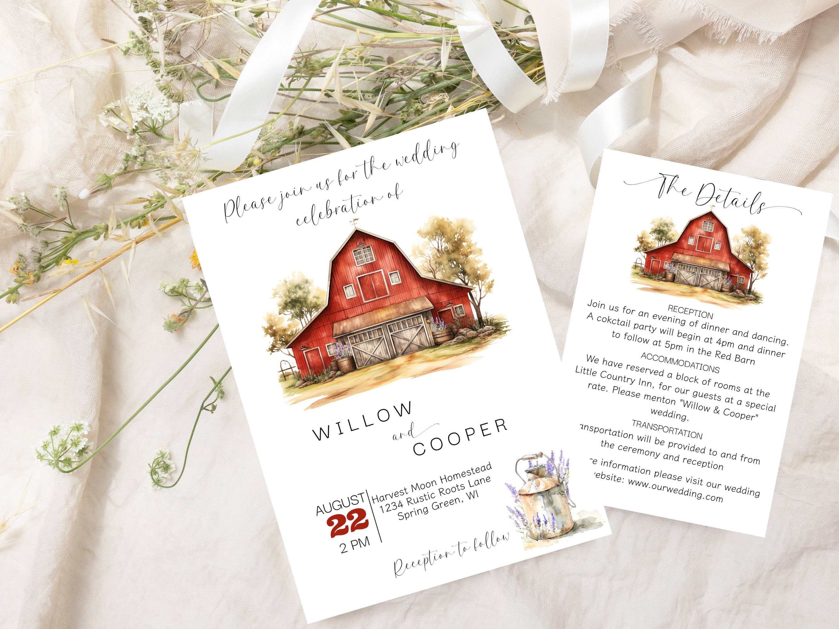 Rustic Barn Wedding Invitation, Farm Countryside Wedding Invite ...