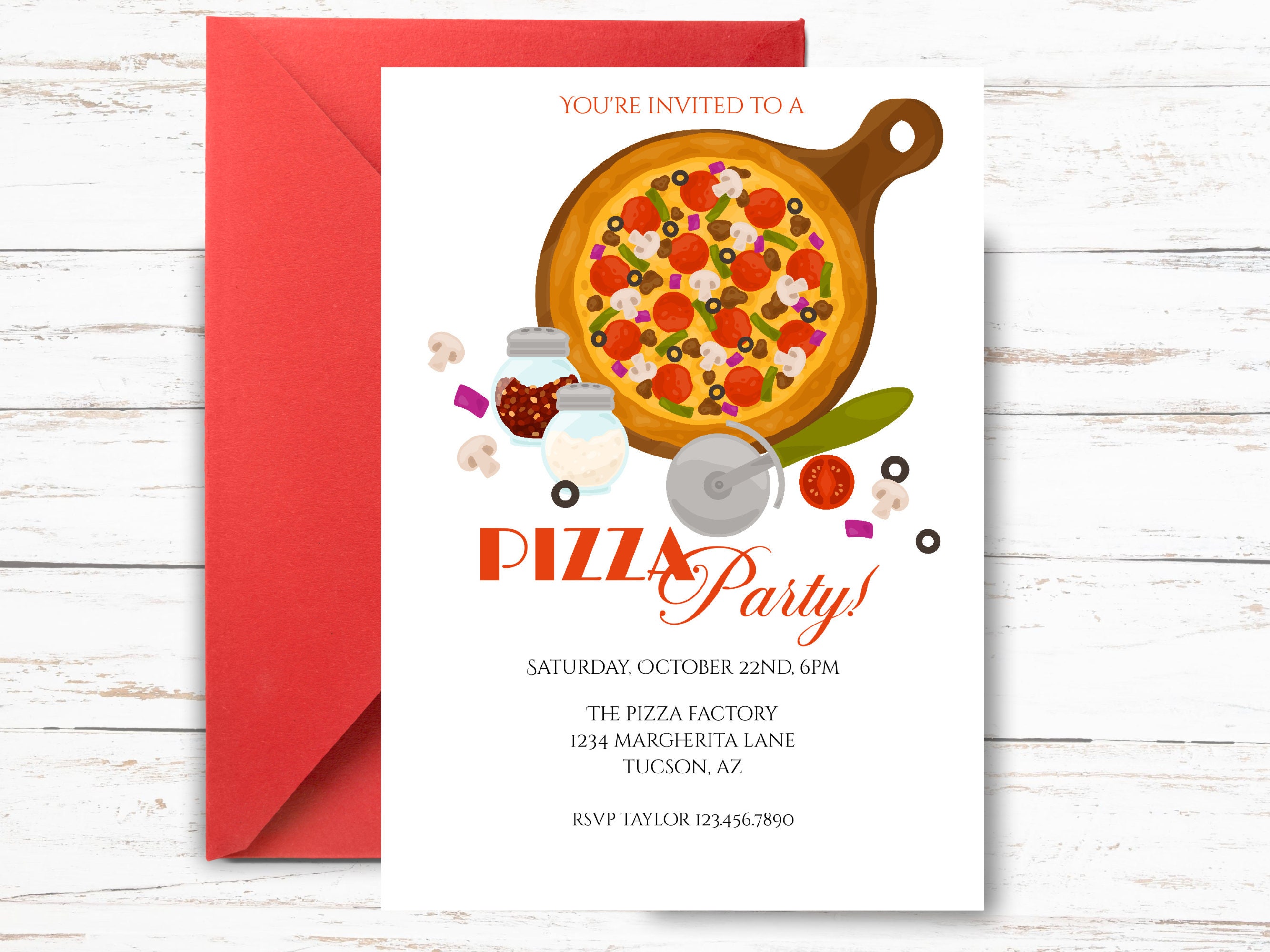 Pizza Party Invitation/ Birthday Party Invitation Pizza/ - Etsy