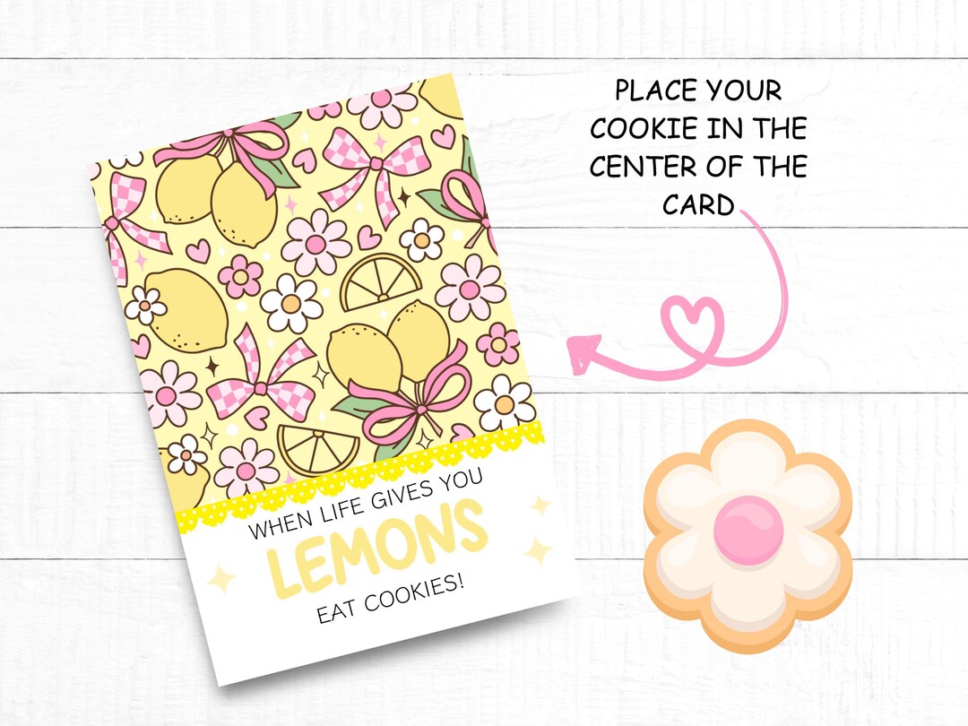 Lemon Mini Cookie Card Printable, Cute Cookie Packaging, Sugar Cookie ...