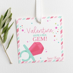 Valentine's Day Ring Pop Tags, You're A Gem Favor Tag, Sweet Treat Bag ...