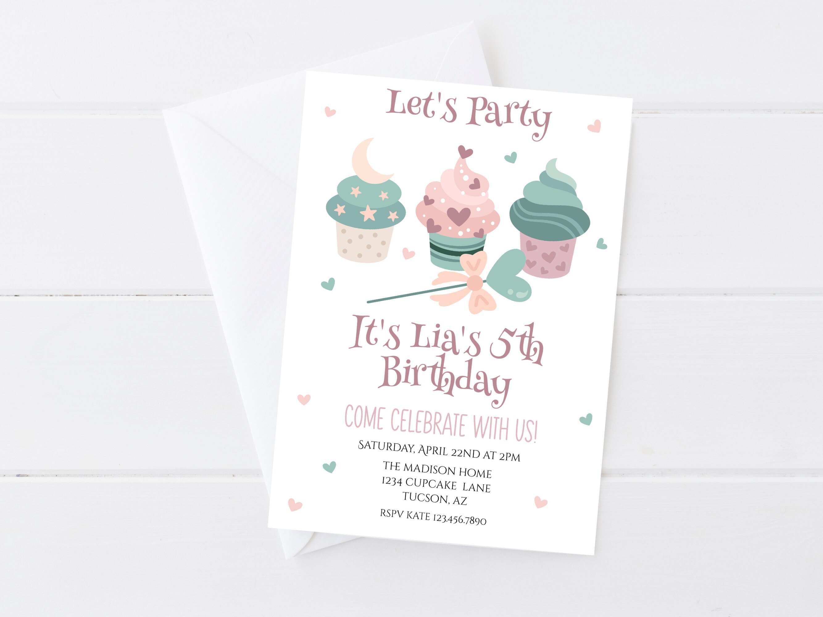 Cupcake Birthday Party Invitation, Editable Birthday Cupcake Invite ...