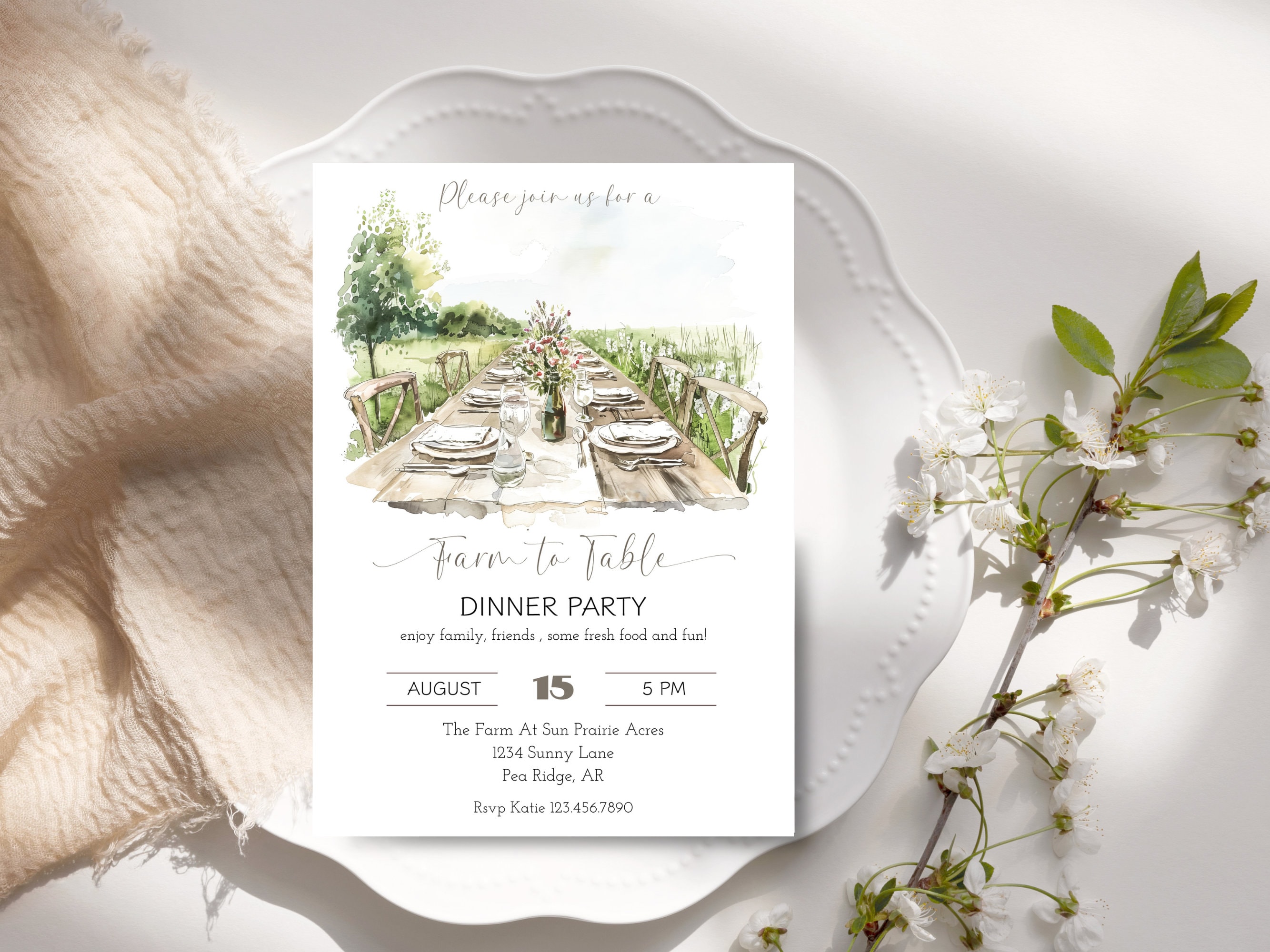Rustic Farm to Table Dinner Party Invitation, Farm to Table Gathering ...