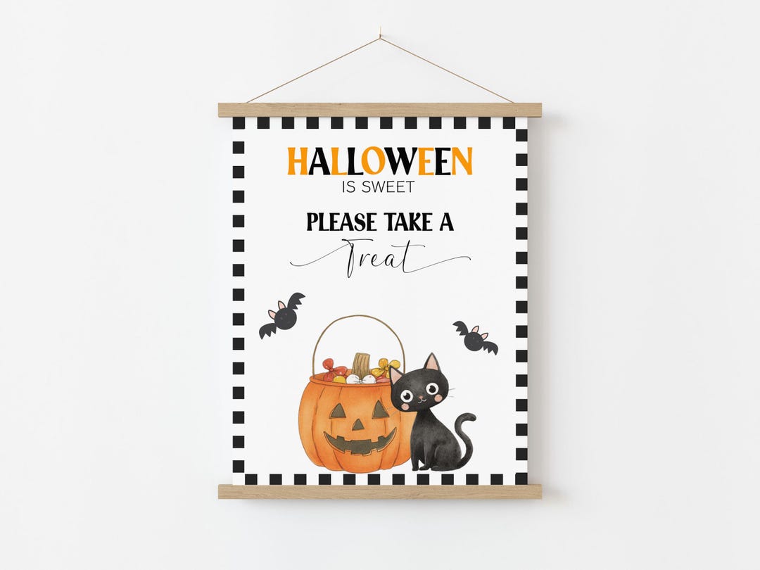 Printable Halloween Candy Sign, Trick or Treat Candy Sign, Editable ...