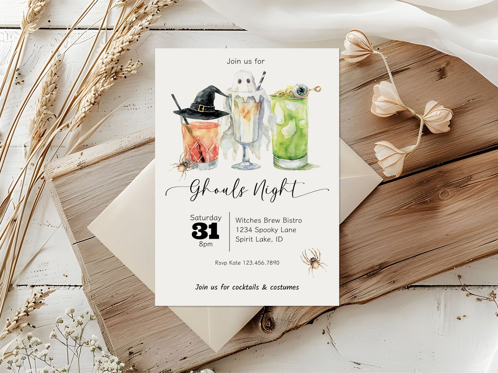 Ghouls Night Cocktail Invite, Adult Halloween Party Invite, Girls Night ...