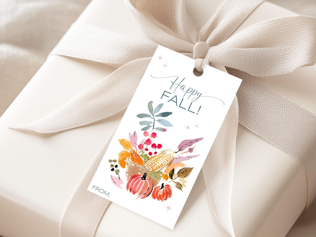 Happy Fall Gift Tag, Autumn Gift Basket Tag, Fall Hostess Thank You Tag ...