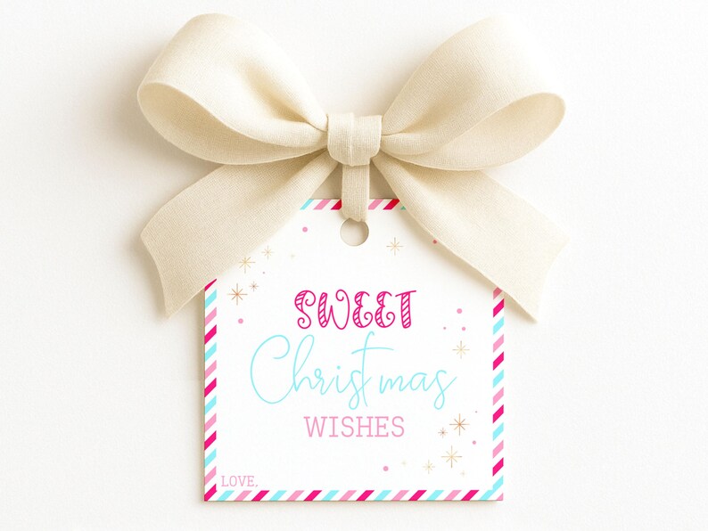 Pink Christmas Gift Tag, Sweet Christmas Wish Favor Tag, Sugar Cookie ...