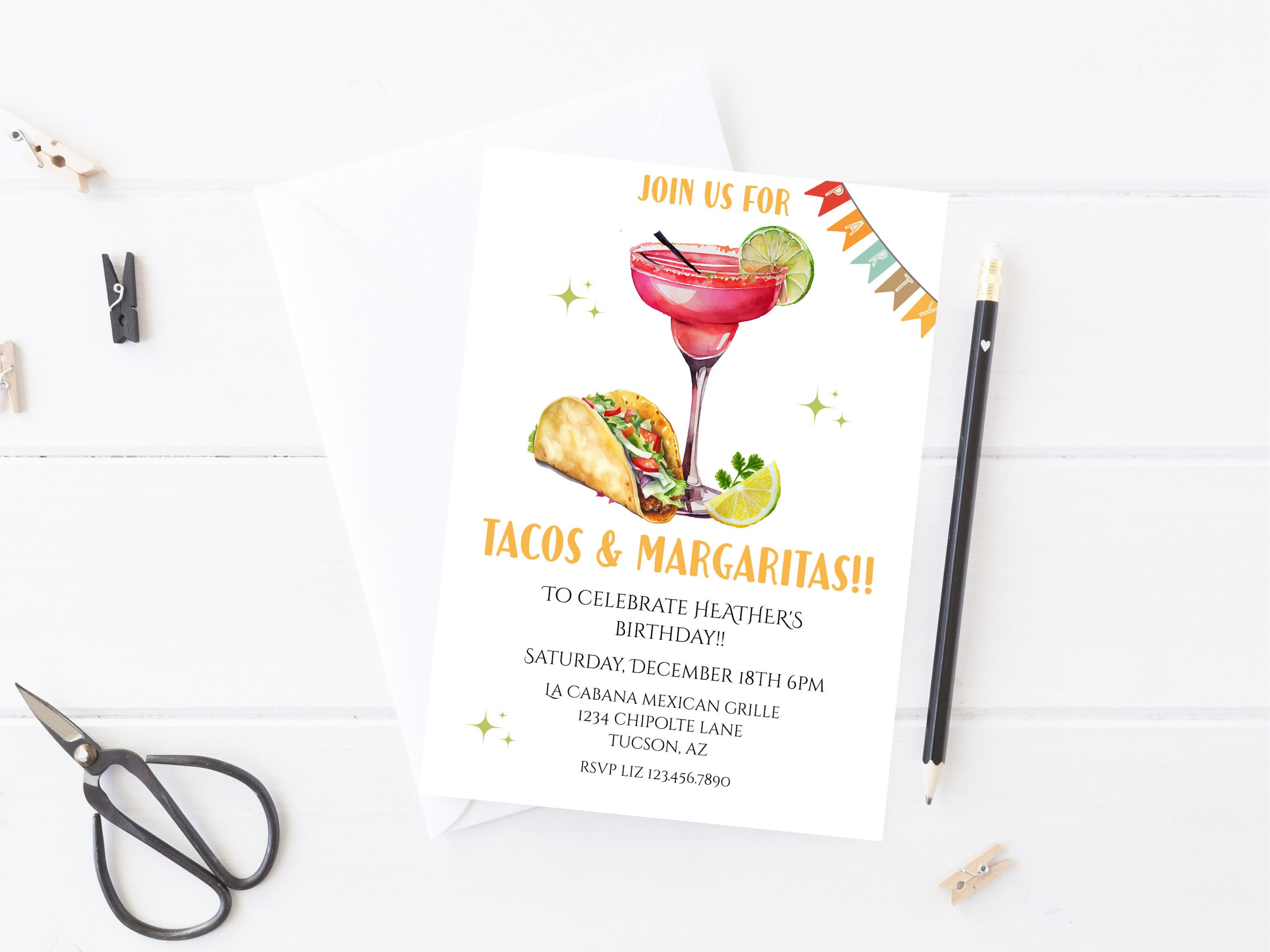 Tacos & Margaritas Birthday Party Invitation/ Margarita Night Birthday ...