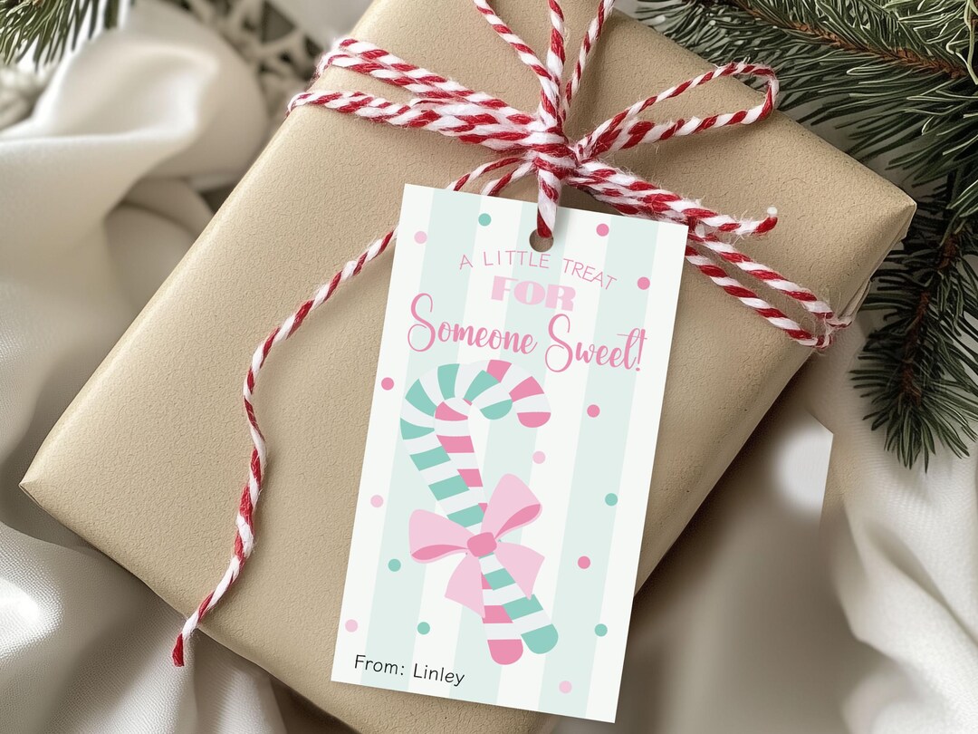 Candy Cane Gift Tag Printable, Cute Holiday Tags, Christmas Gift Tags ...