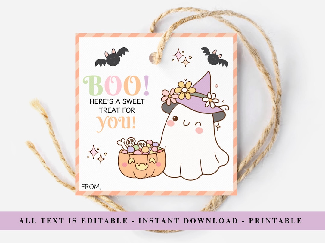 Boo Here's A Treat for You Favor Tag, Halloween Gift Tags Printable ...