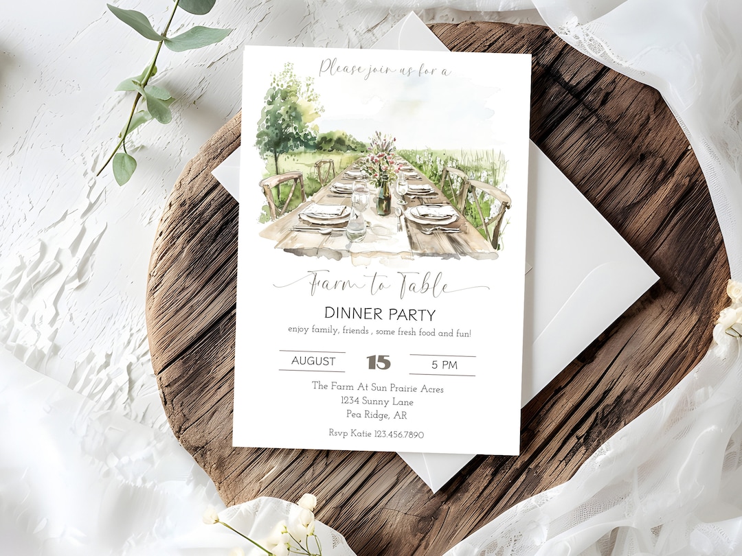 Rustic Farm to Table Dinner Party Invitation, Farm to Table Gathering ...