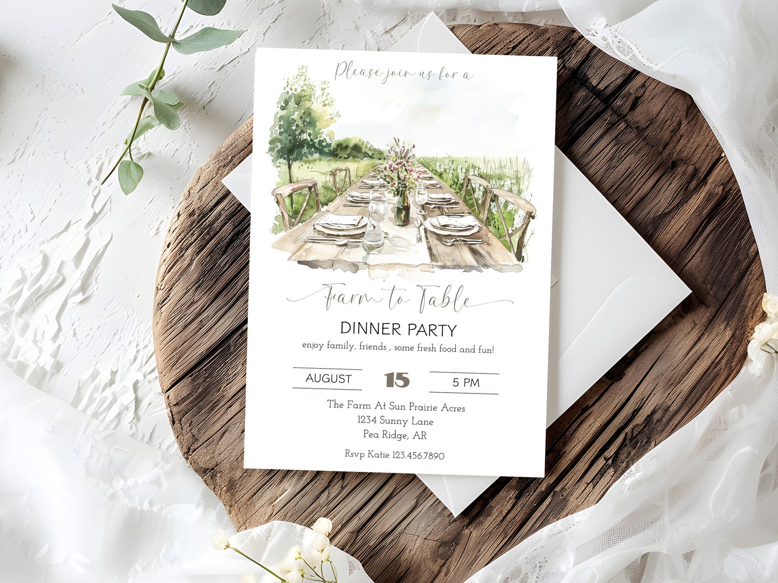 Rustic Farm to Table Dinner Party Invitation, Farm to Table Gathering ...